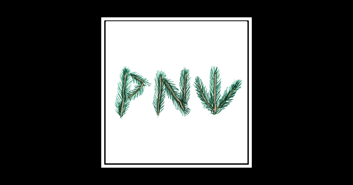 PNW Pacific Northwest Fir Needles Logo Green in Square with Border ...