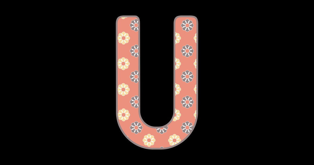 MONOGRAM LETTER U PINK FLORAL TYPOGRAPHY DESIGN - Letter U - Sticker ...