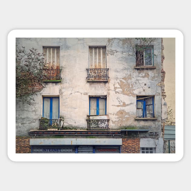Abandoned building facade - Abandoned Building Facade - Sticker | TeePublic