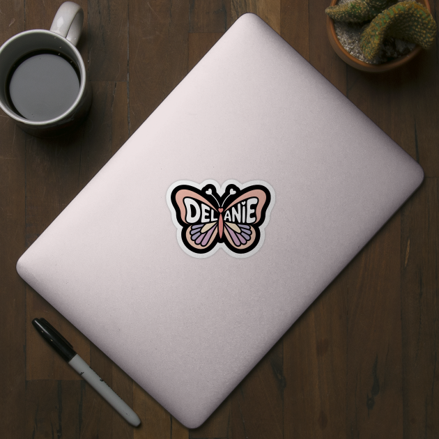 Delanie Butterfly - Word Art - Personalized Name Art - Sticker | TeePublic