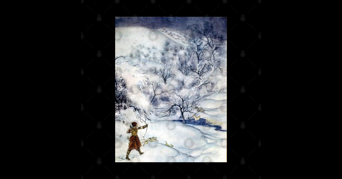 Woman Hunting in the Snow - Arthur Rackham - Woman - Posters and Art ...