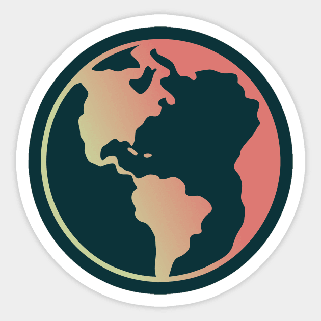 Minimalist Planet Earth || Colorful World Map - Earth - Sticker | TeePublic