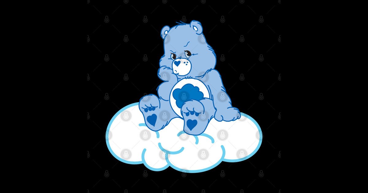 Grumpy Bear pouting on cloud - Grumpy Bear - Sticker | TeePublic