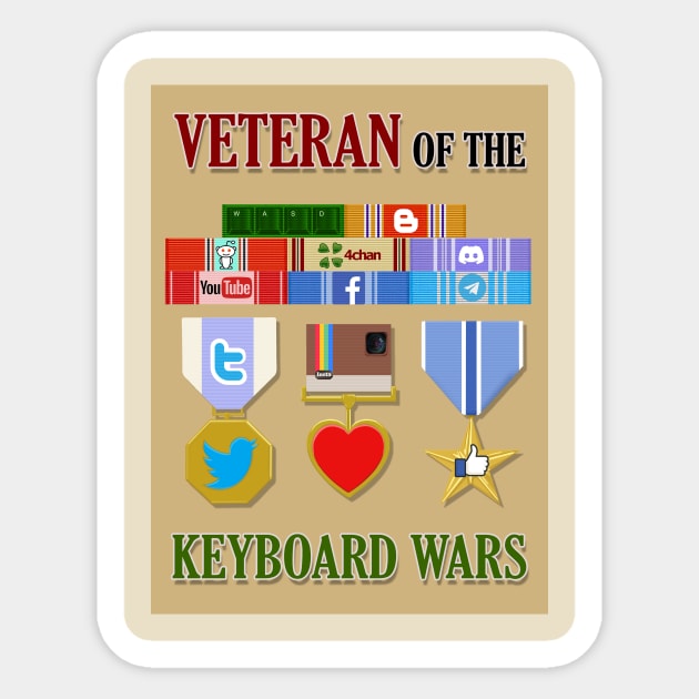 Veteran of the Keyboard Wars - Keyboard Warrior - Sticker | TeePublic