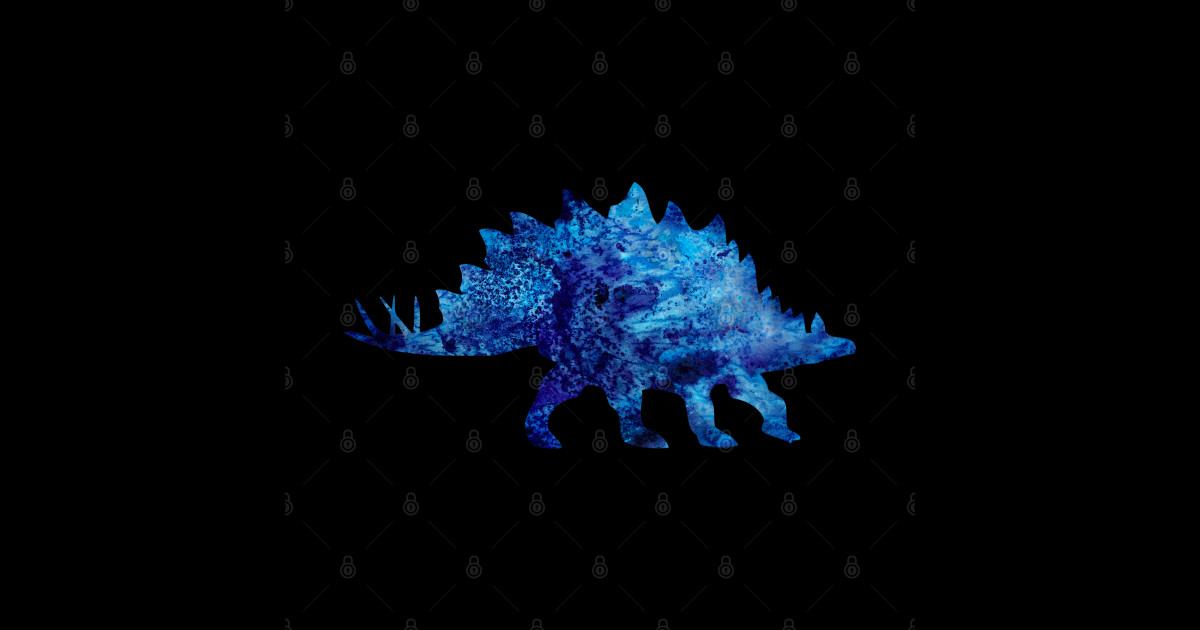 Dark Blue Stegosaurus Watercolor Painting - Stegosaurus - Sticker ...