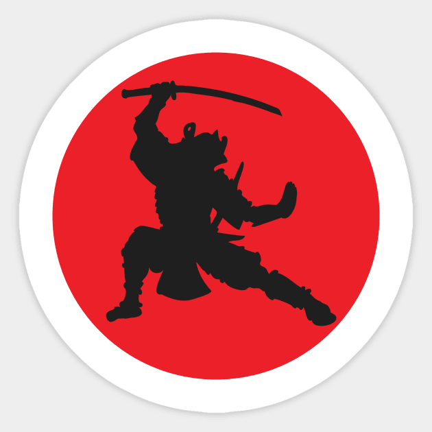 Samurai with Japanese Red Sun - Samurai - Sticker | TeePublic