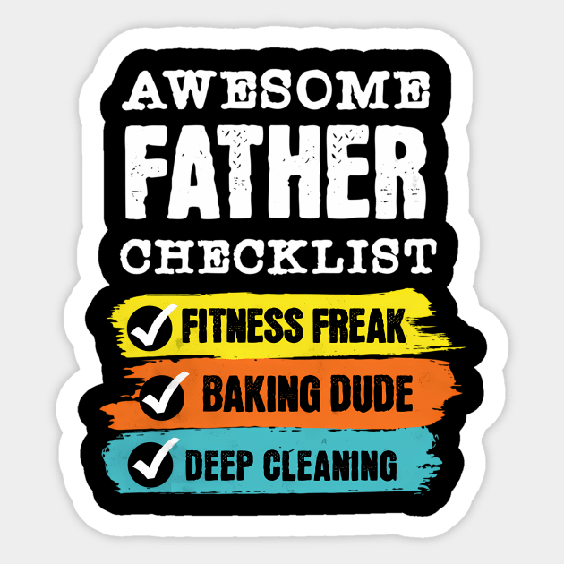 Joke Father'S Day Quote Awesome Father Checklist - Funny Joke - Sticker ...