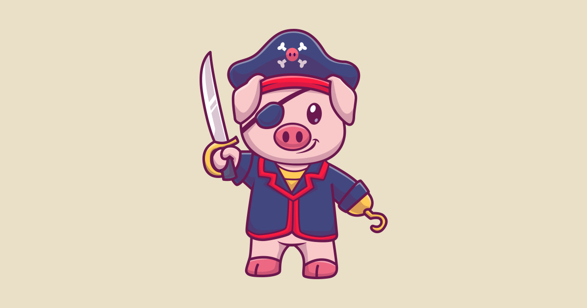 Cute Pig Pirate Holding Sword Cartoon - Cute Pig Pirate Holding Sword ...