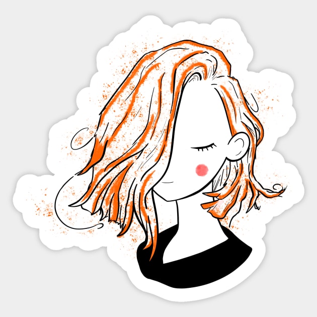 Pretty girl short hairstyles - red - Pretty - Sticker | TeePublic
