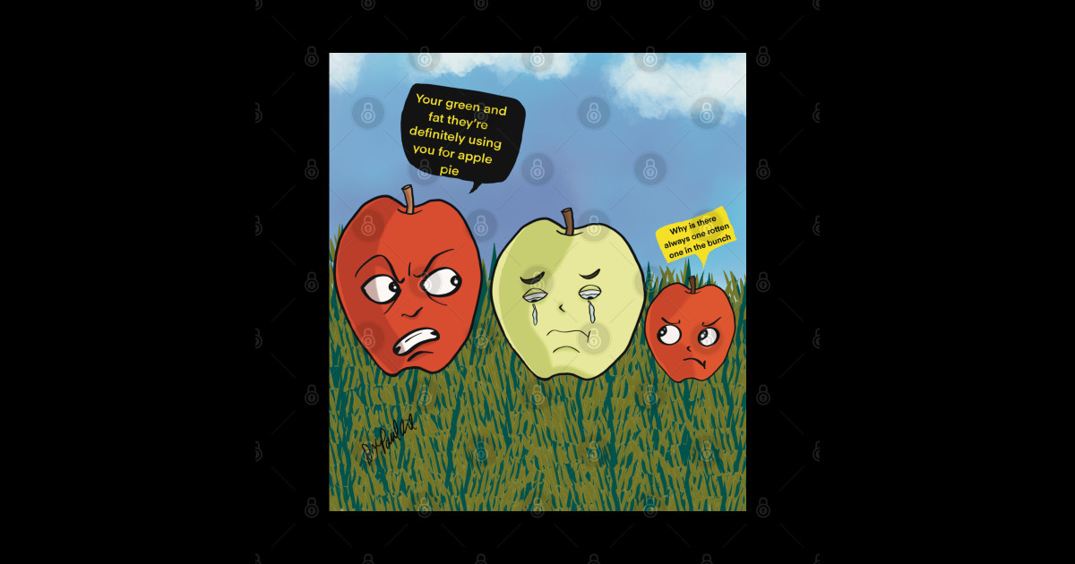 Rotten Apple - Humorous Illustration - Sticker | TeePublic