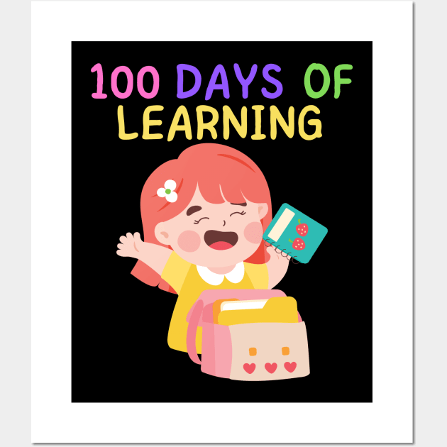 100 DAYS OF LEARNING Cute Kawaii School Girl Happy Student - 100 Days ...