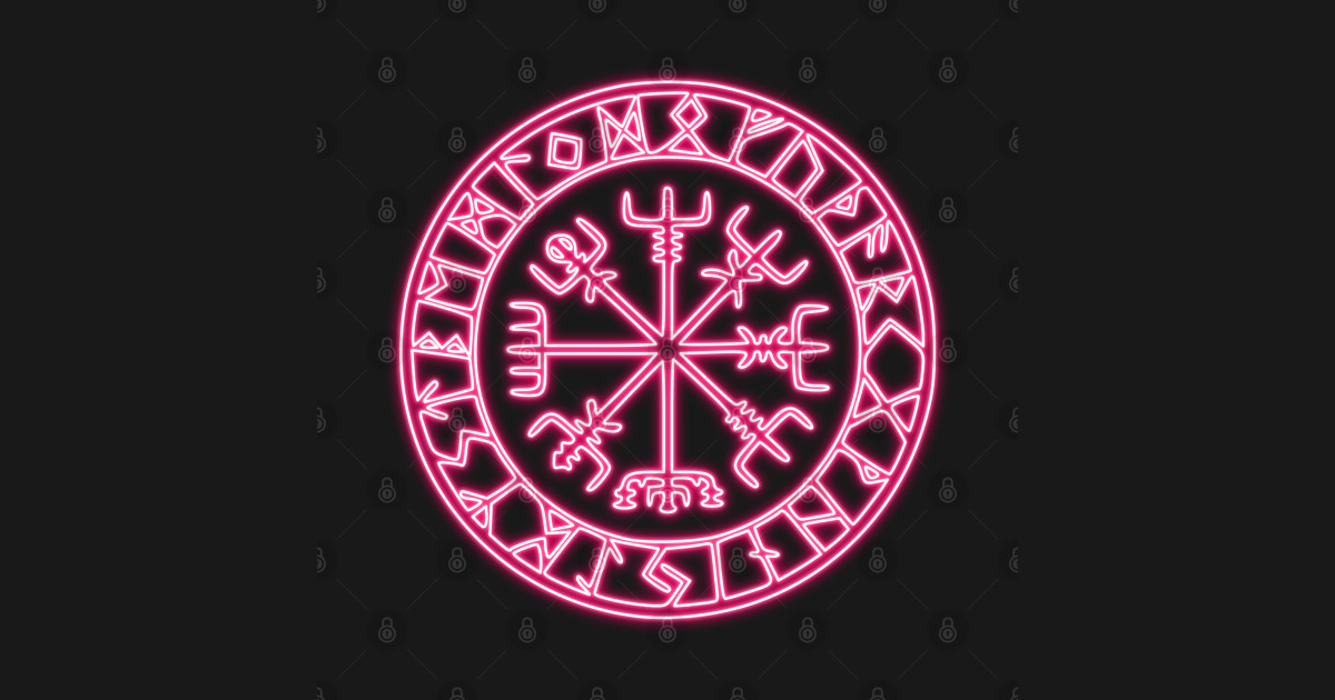 Neon Vegvisir - Viking Runic Compass - Vegvisir - T-Shirt | TeePublic