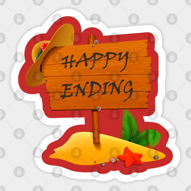 HAPPY ENDING - Beach - Sticker | TeePublic