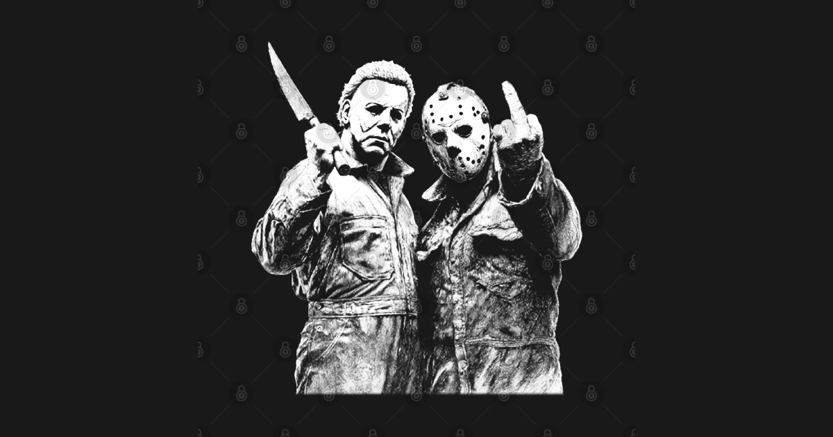 Funny Halloween Shirts Jason Voorhes Michael Myers Middle Fingers M4584 ...