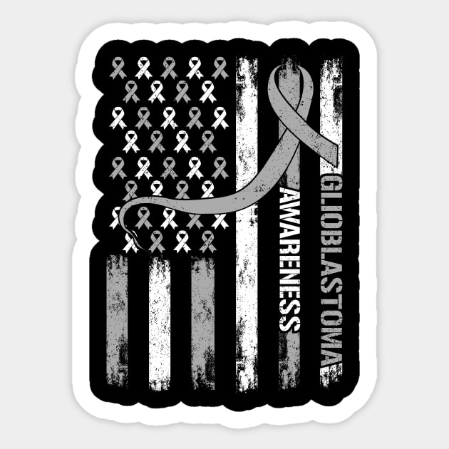 Glioblastoma Awareness Month American Flag Ribbon - Glioblastoma ...