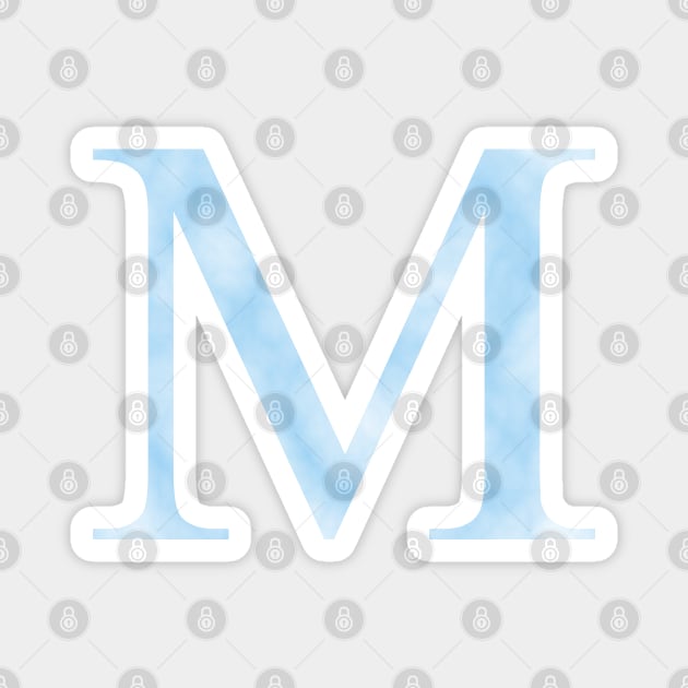 Watercolor Letter M Vibrant Light Blue - Lettering - Magnet | TeePublic