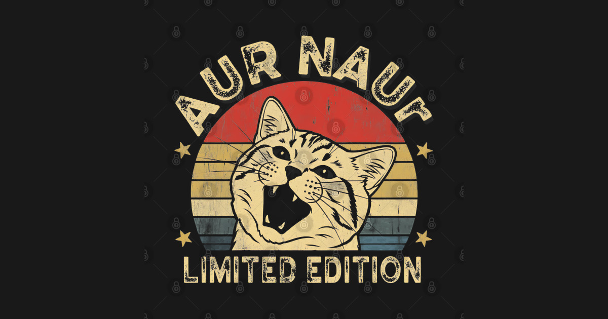 Aur Naur Limited Edition Funny Cat Meme Retro Design - Aur Naur Cat - T ...