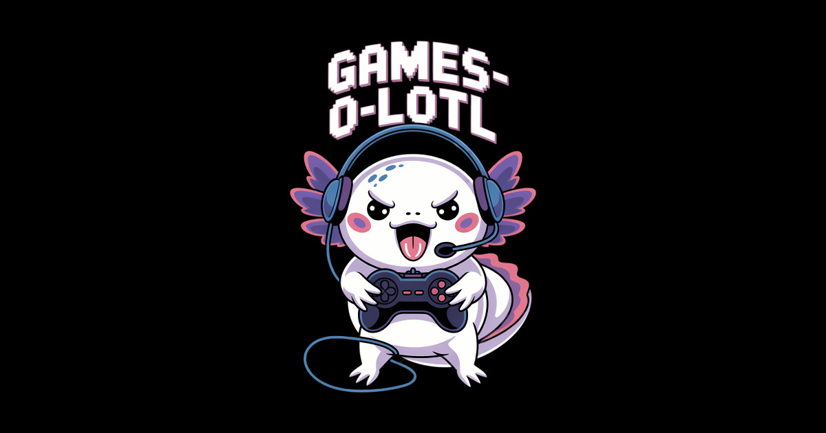 Axolotl Playing Console Video Game Gamesolotl Gaming - Game - Posters ...