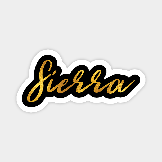 Sierra Name Hand Lettering in Faux Gold Letters - Sierra - Magnet ...