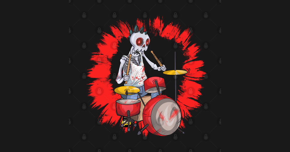 Punk Drummer Skull - Drummers - T-Shirt | TeePublic