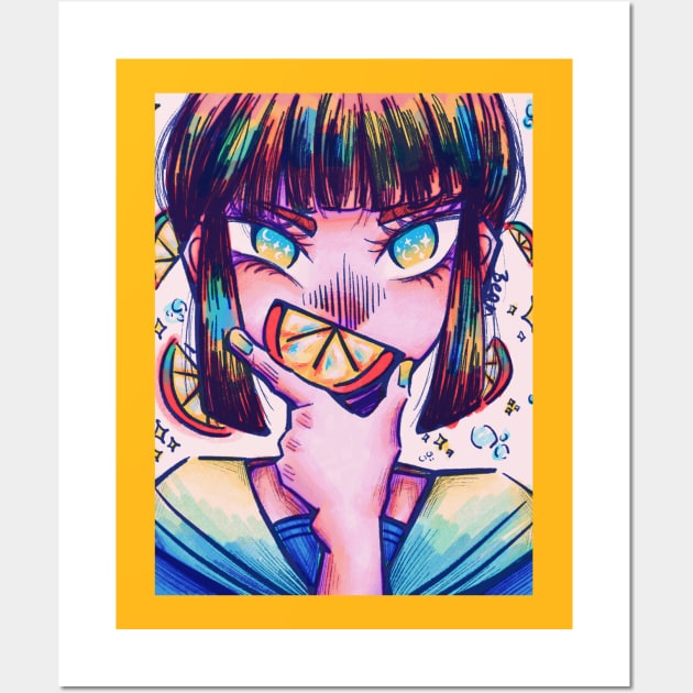 Anime girl with lemon - Aesthetic - Posters and Art Prints | TeePublic