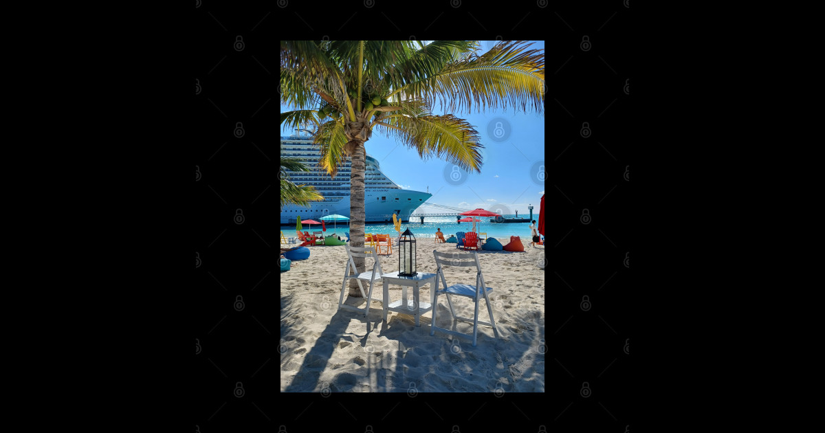 MSC Seashore docked at Ocean Cay, Bahamas - Msc - Sticker | TeePublic