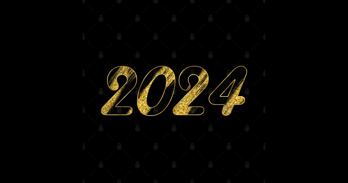 2024 gold and black - New Year - Sticker | TeePublic