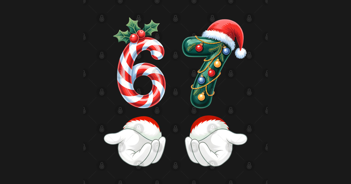 67 Pajamas Six Seven 6 7 Elf Santa - Funny Christmas Pajamas - T-Shirt ...