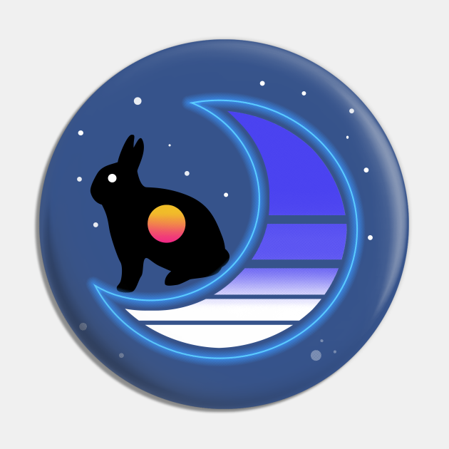 Synthwave Rabbit in the Moon (transparent) - Synthwave Retrowave - Pin ...
