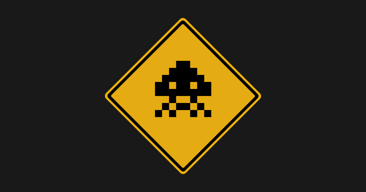 Invader 03 Silhouette Road Sign - Invaders - T-Shirt | TeePublic
