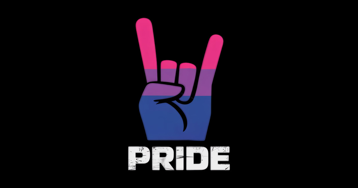 Rock Hand Sign Bisexual Bi Pride Flag LGBTQ Punk Men Women - Rock Hand ...