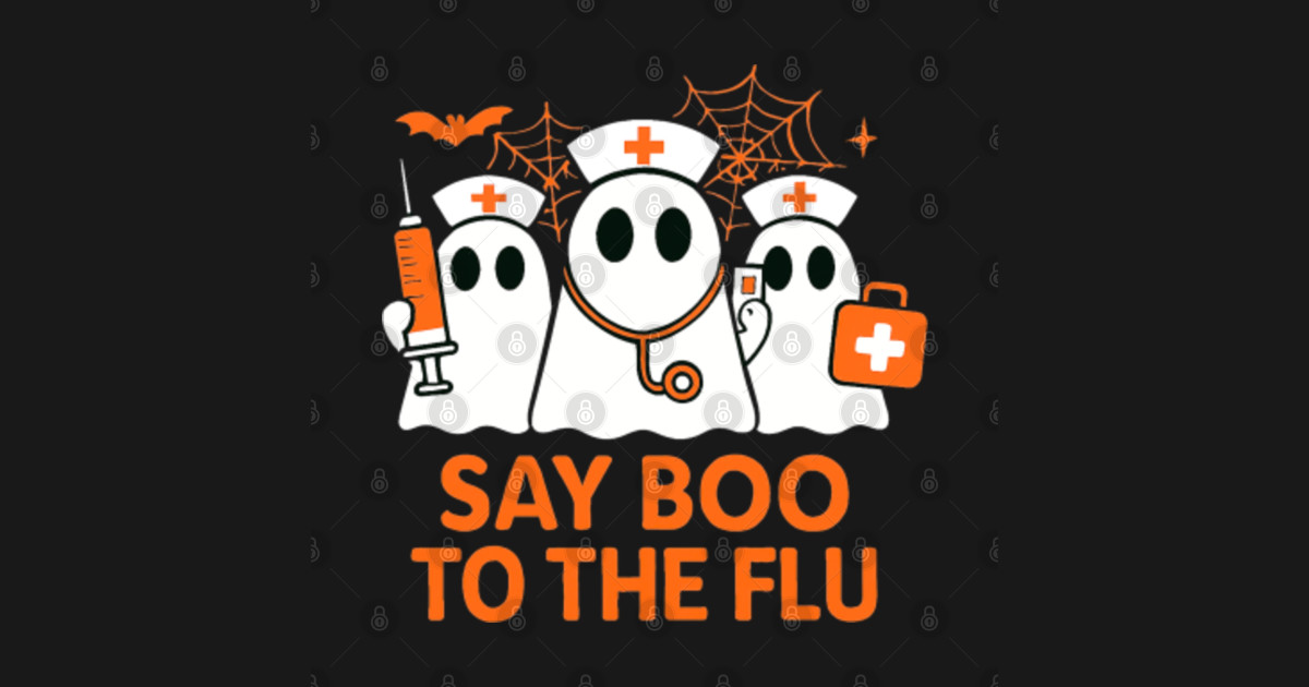 Funny Ghost Say Boo To The Flu Skeleton Humor Halloween Costume Idea ...