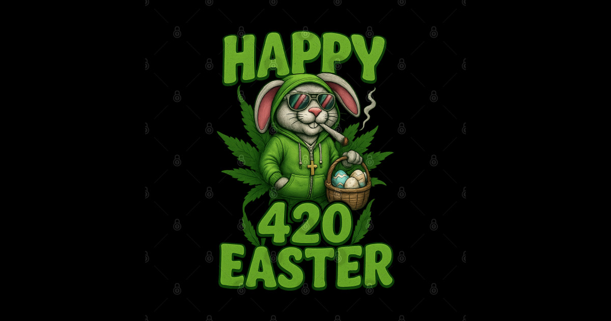 Happy-420-Easter-Funny-Smoking-Easter-Bunny - Happy Ester Day - Sticker ...