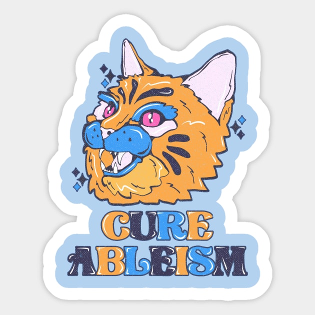 Cure Ableism Not Autism Cat - Cure Ableism - Sticker | TeePublic