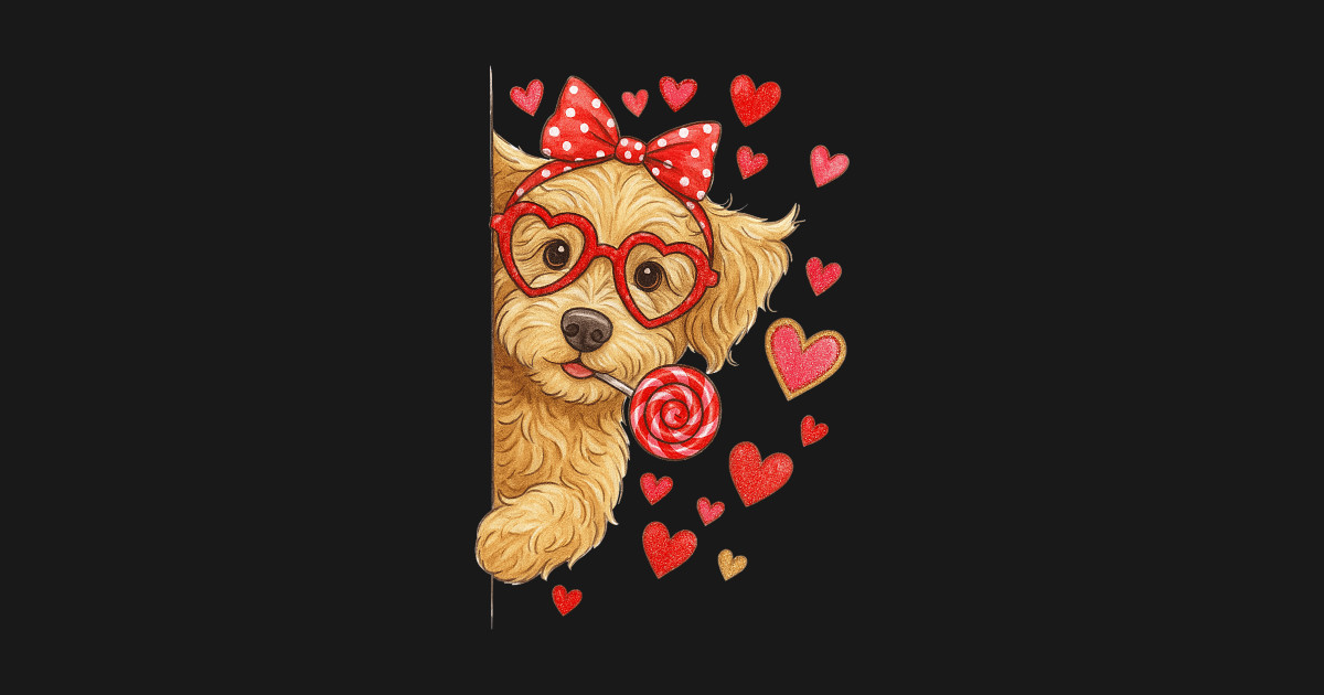 Goldendoodle Valentine Doodle Mom Pink Bow - Goldendoodle Valentine ...