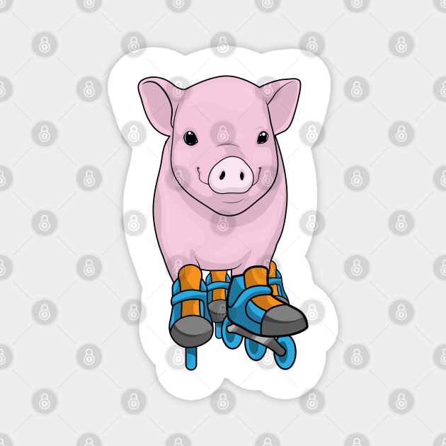 Pig Inline skating Roller skates - Skater - Magnet | TeePublic