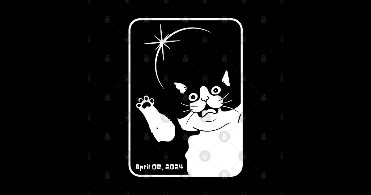 Funny Cat Eclipse Selfie - Total Solar Eclipse 2024 - Sticker | TeePublic