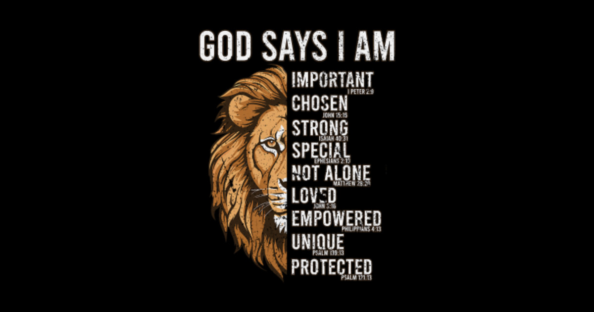 Jesus God Says I Am Lion Christian Easter Men's - Christian Cross God ...