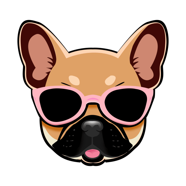 Brown Frenchie Dog in Pink Shades French Bulldog - Dog - T-Shirt ...