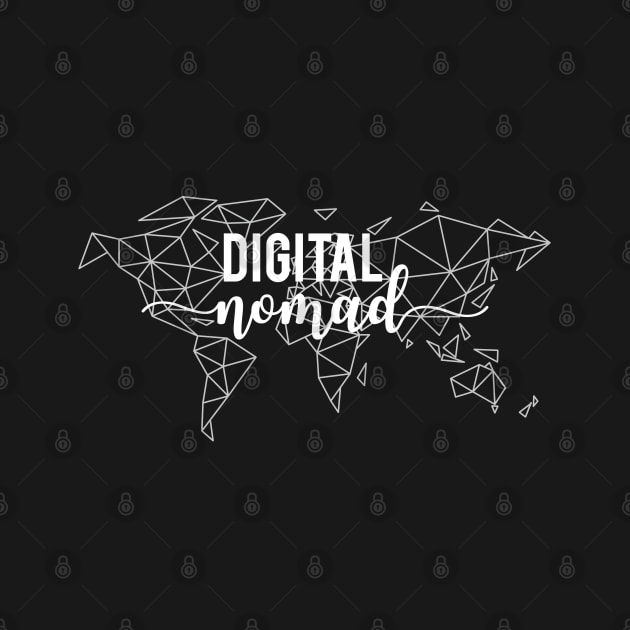 Digital nomad geometric world map - Nomad - T-Shirt | TeePublic