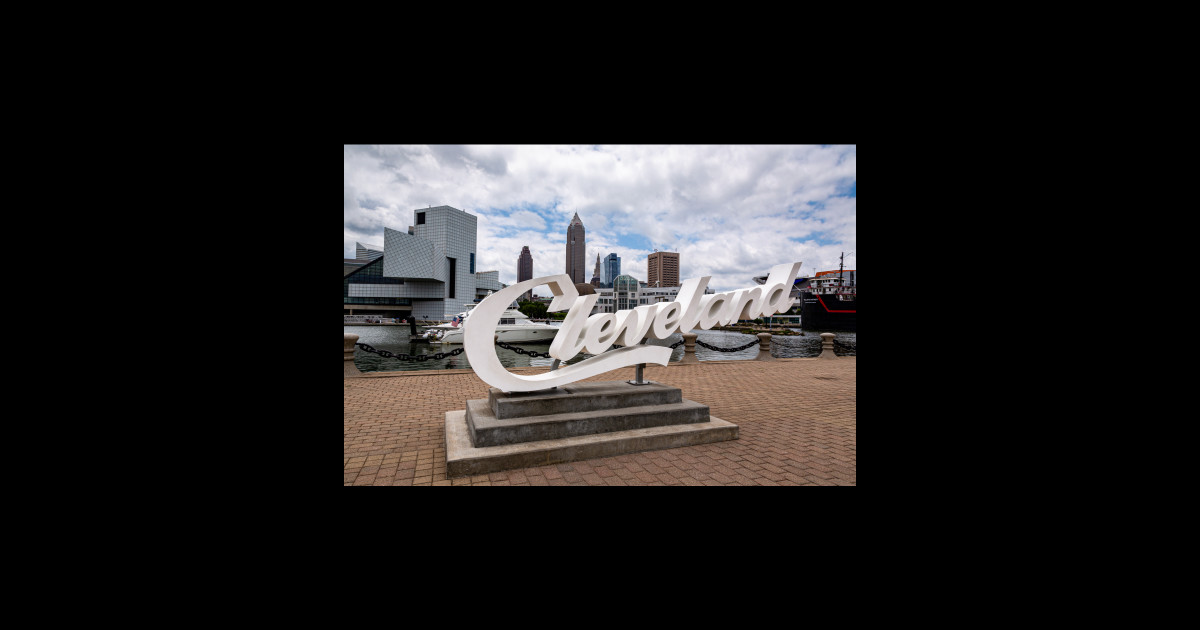 Cleveland Script Sign - Cleveland Script Sign - Sticker | TeePublic
