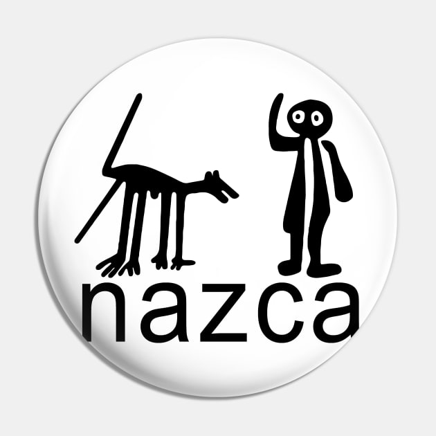 Nazca man with Nazca dog - Nazca Line Art - Pin | TeePublic
