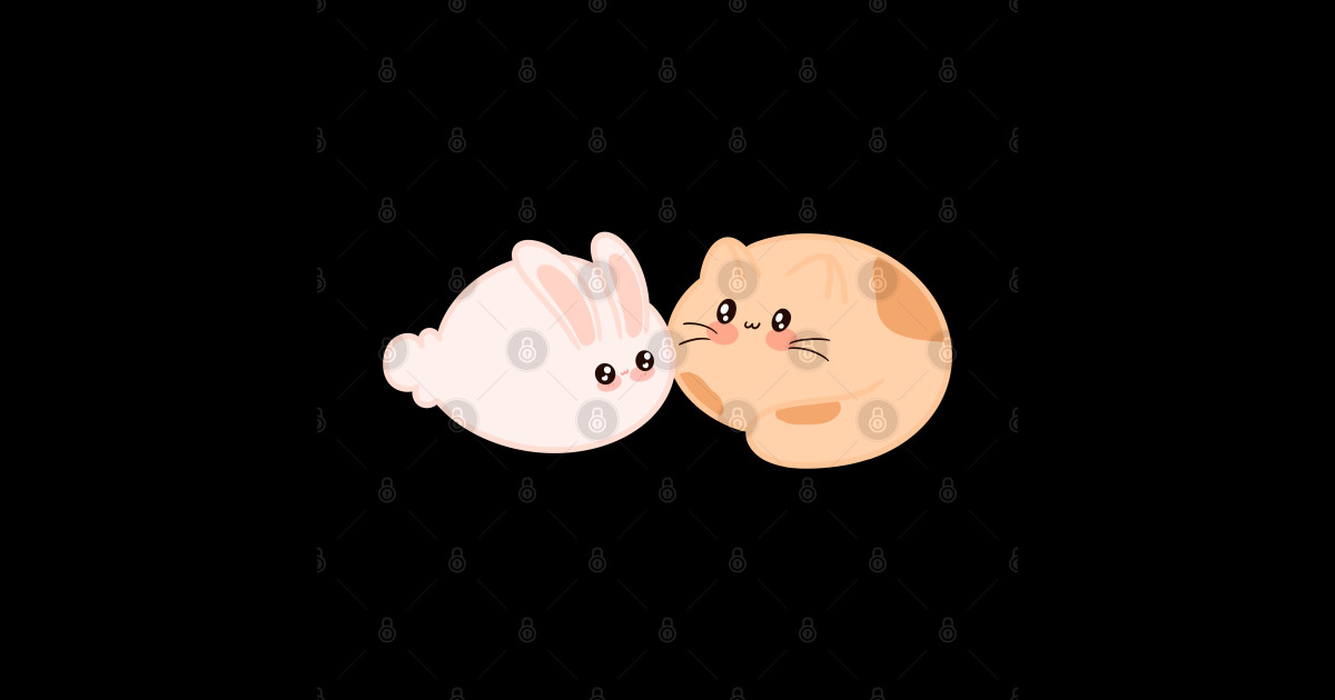 Blobs & friends bunny and cat - Bunny Cat - Sticker | TeePublic