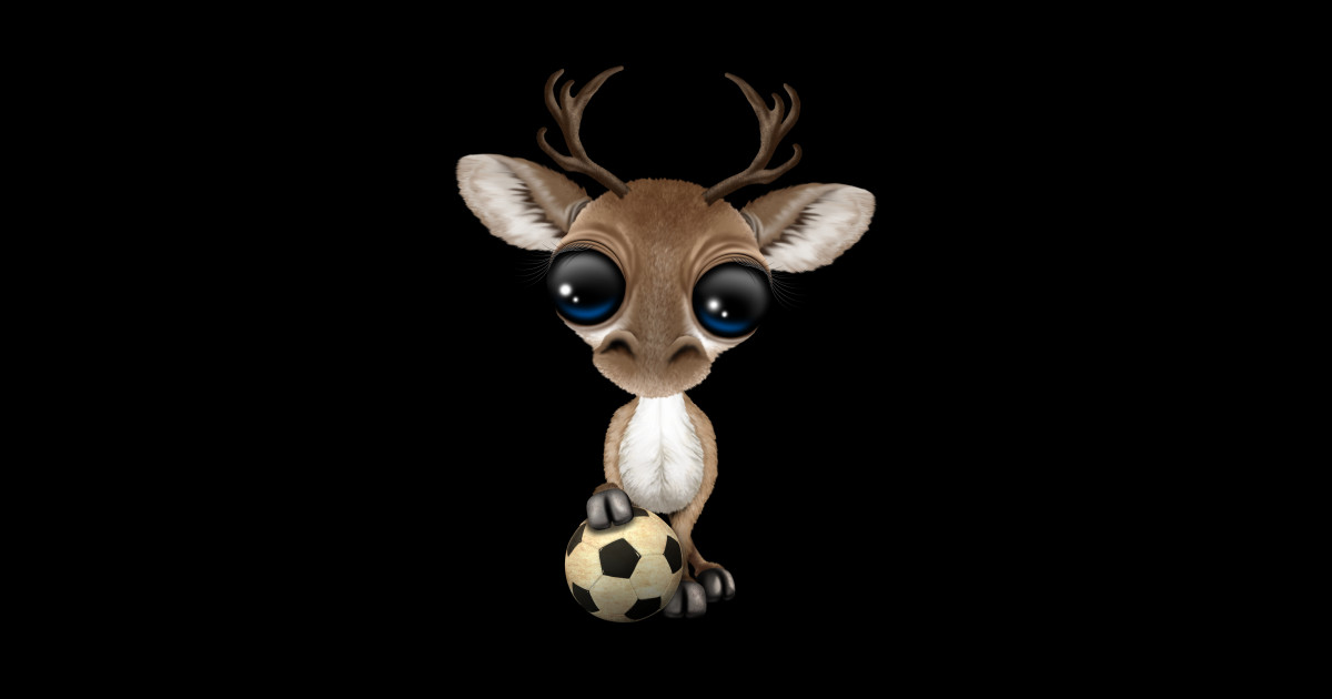 Cute Baby Reindeer With Football Soccer Ball - Football - Sticker ...