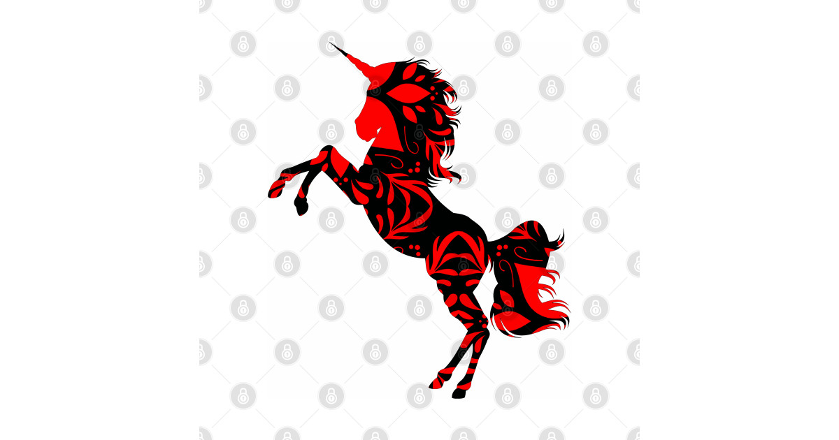 Black And Red Unicorn Cool - Unicorns - Pillow | TeePublic