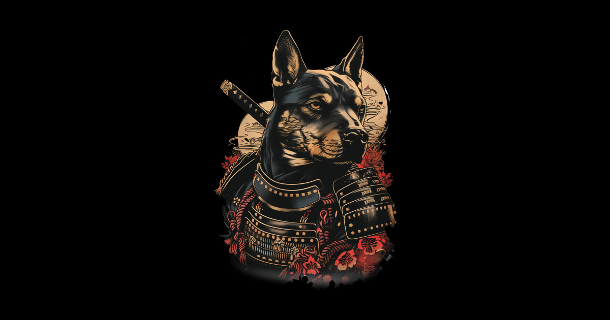 Samurai Pitbull Dog Warrior - Samurai Dog - Sticker | TeePublic