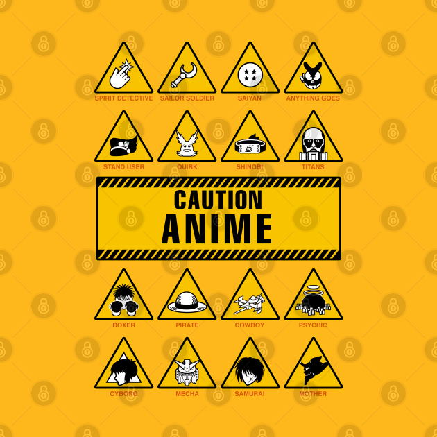 Anime Signs - Caution - Anime - T-Shirt | TeePublic