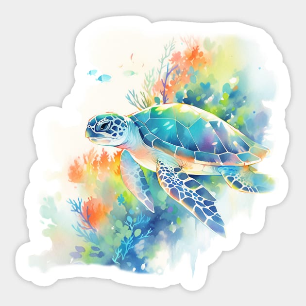Water Color Sea Turtle - Sea Turtle - Sticker | TeePublic