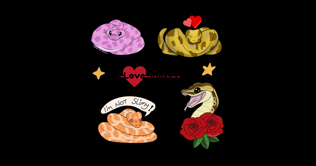I Love Snakes Sticker Pack - I Love Snakes - Sticker | TeePublic