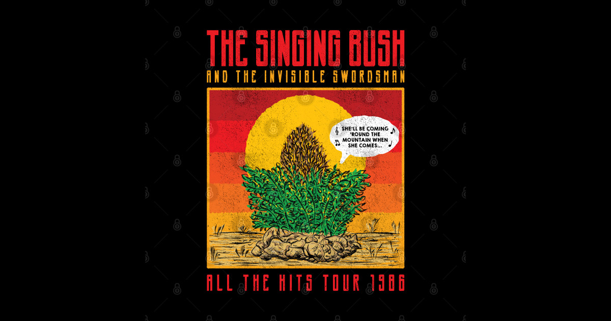 The Singing Bush and The Invisible Swordsman - 80s - Sticker | TeePublic